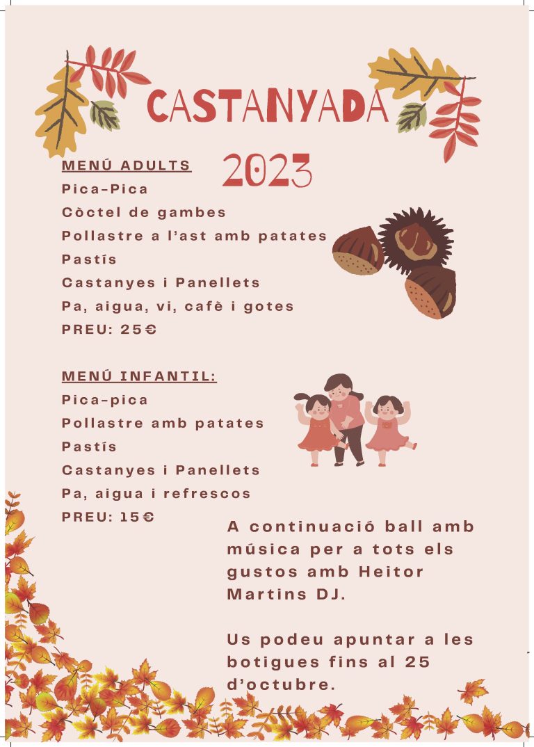 Castanyada: sopar i ball - Turisme de les Garrigues